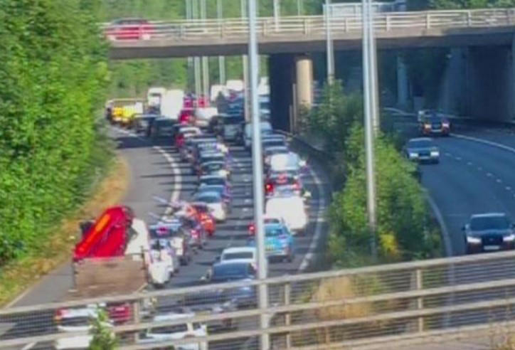 M27 crash involving car and van amid danger for vehicles forced to ...
