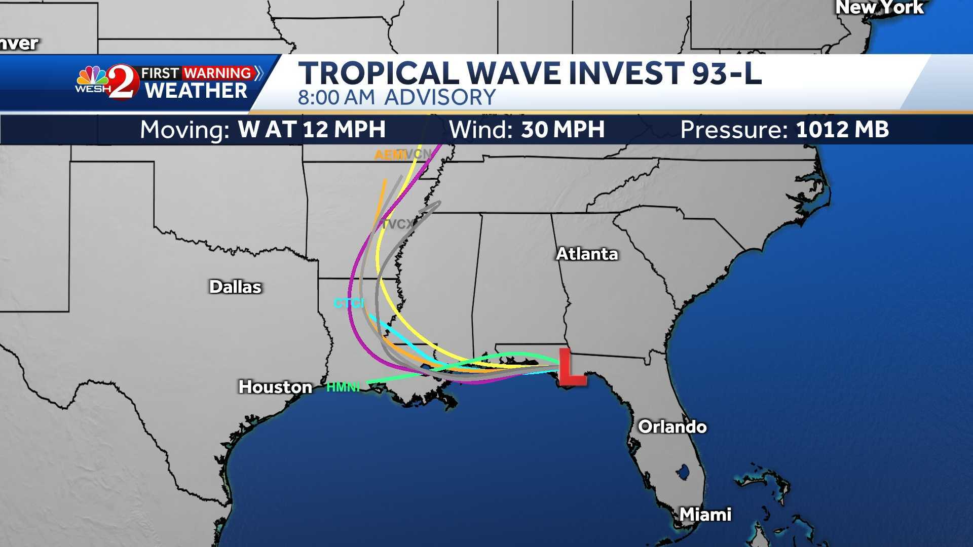 Tracking ﻿Invest 93-L: Maps, spaghetti models