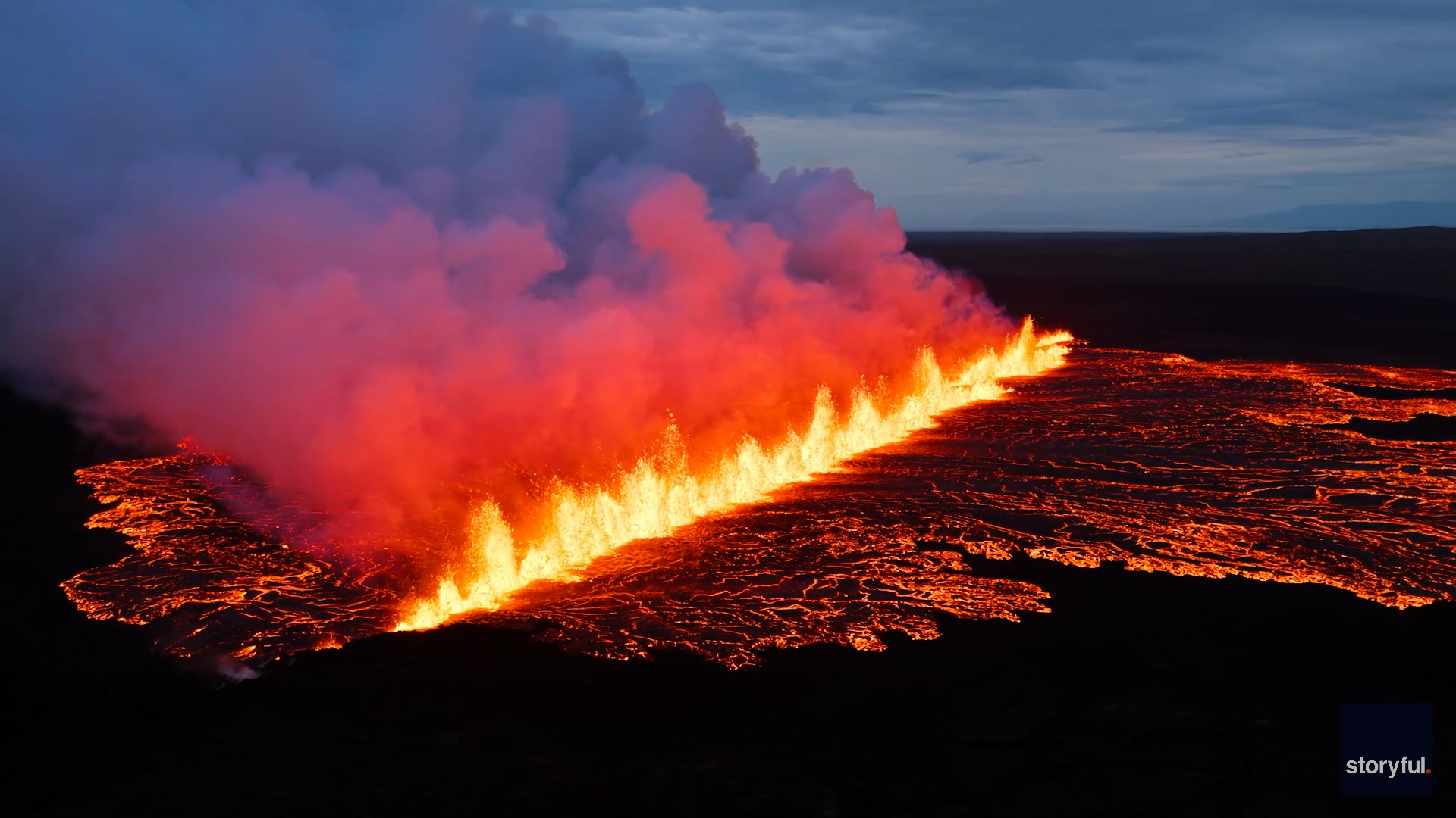 Spectacular Volcanic Eruption In Iceland Caught By Drone