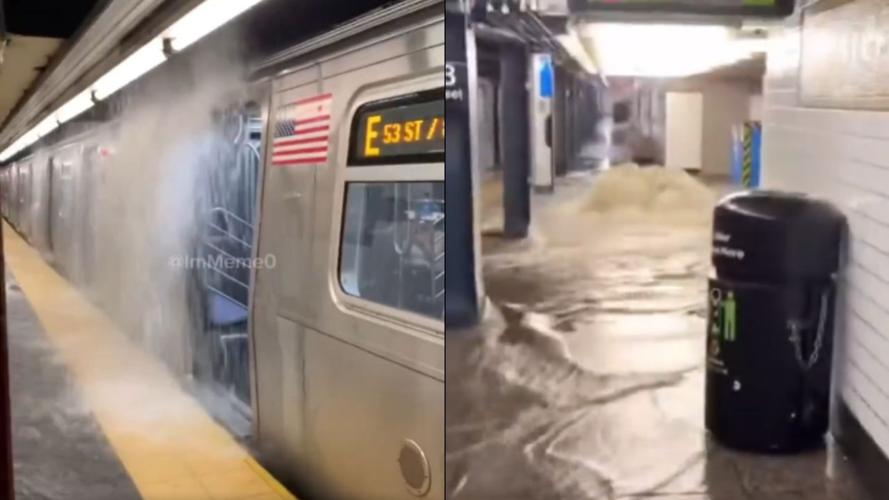 Terrifying Flood Video in New York Shows Water Rushing into Subway Station