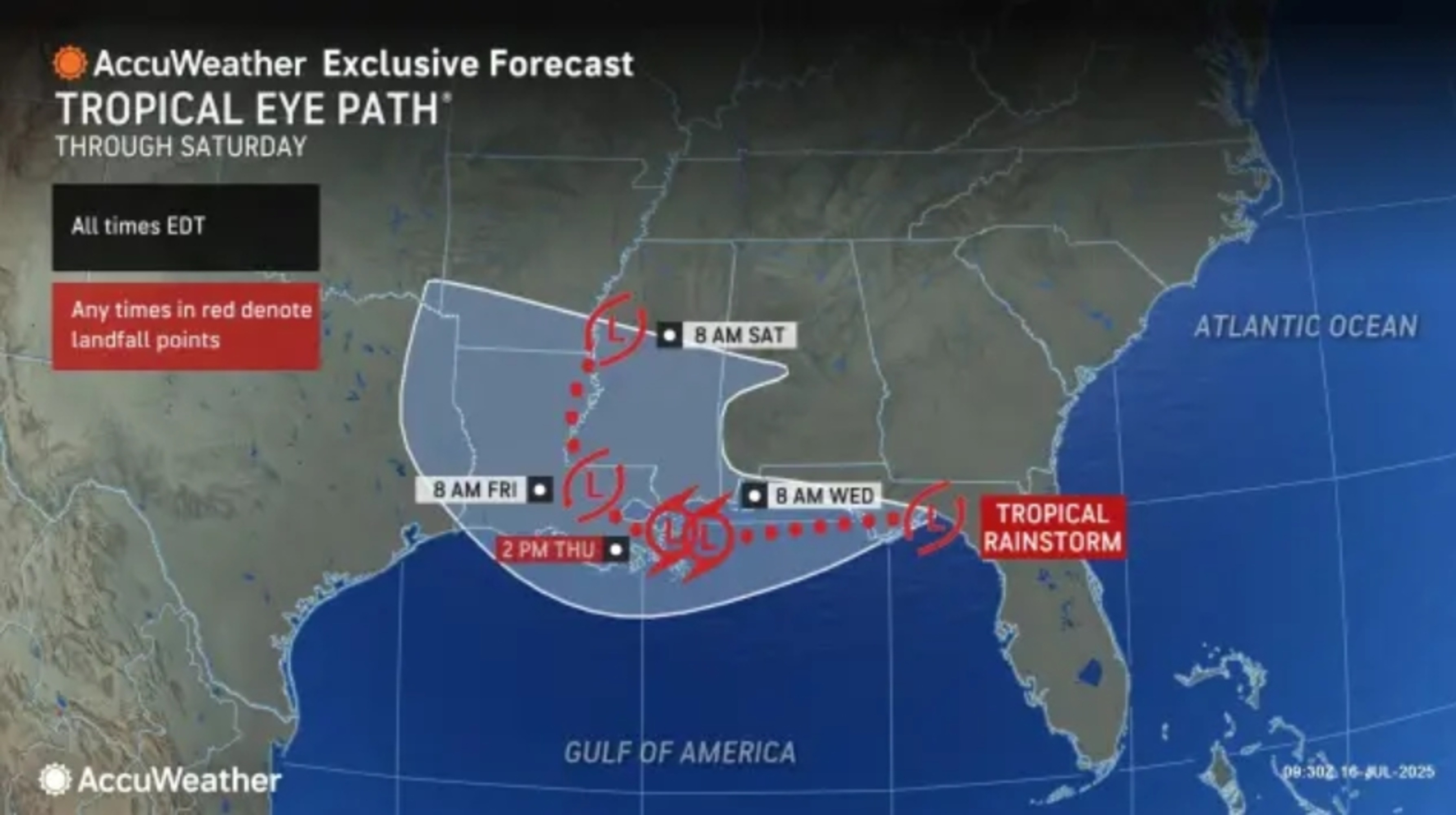 Tropical storm path shows state most at risk for direct impact