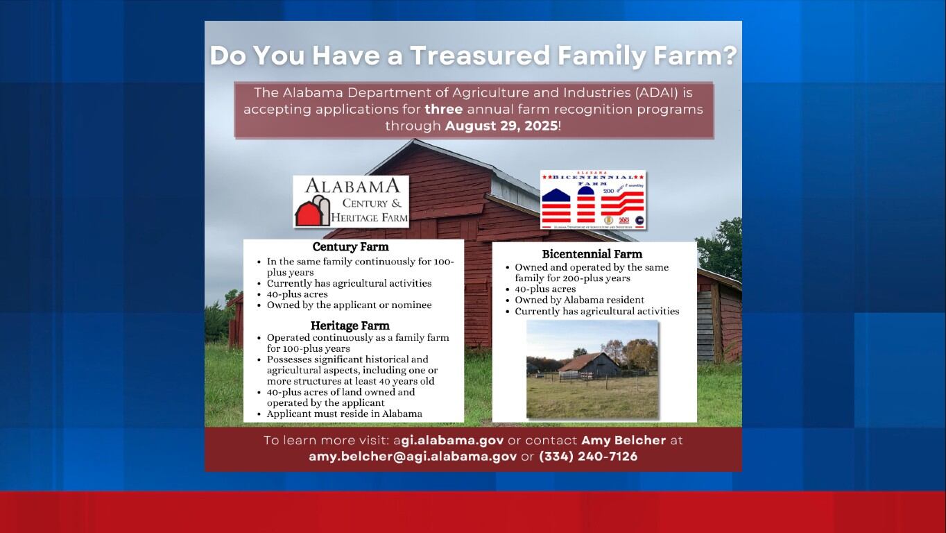 The Alabama Department of Agriculture and Industries is accepting farm ...