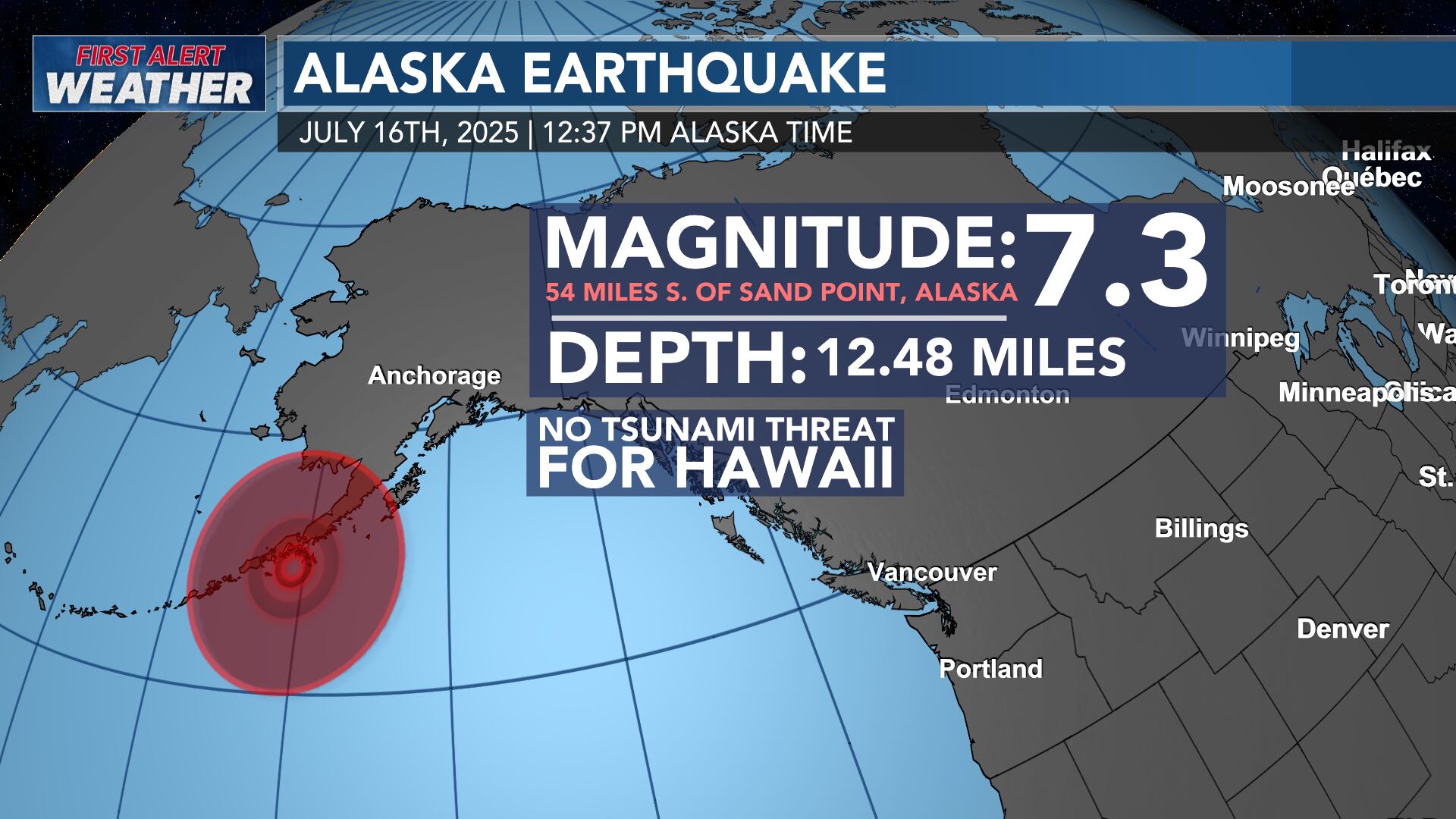 Tsunami advisory canceled for parts of Alaska following M7.3 earthquake; NO threat to Hawaii