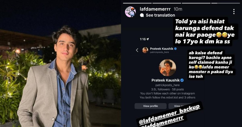 Prateek Kaushik aka Patrick Posts Here texted another minor? New viral ...