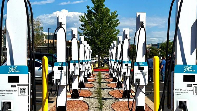 Public electric vehicle charging hub opens at Ball Arena