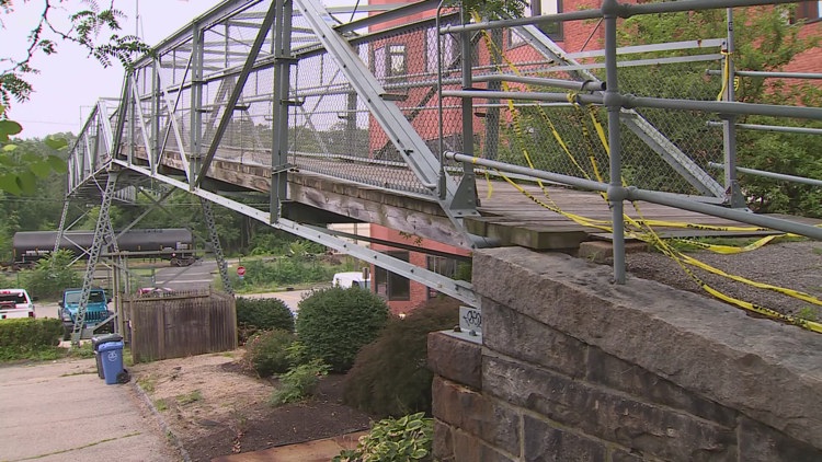 Historic Willimantic Footbridge is closed and in need of expensive repairs