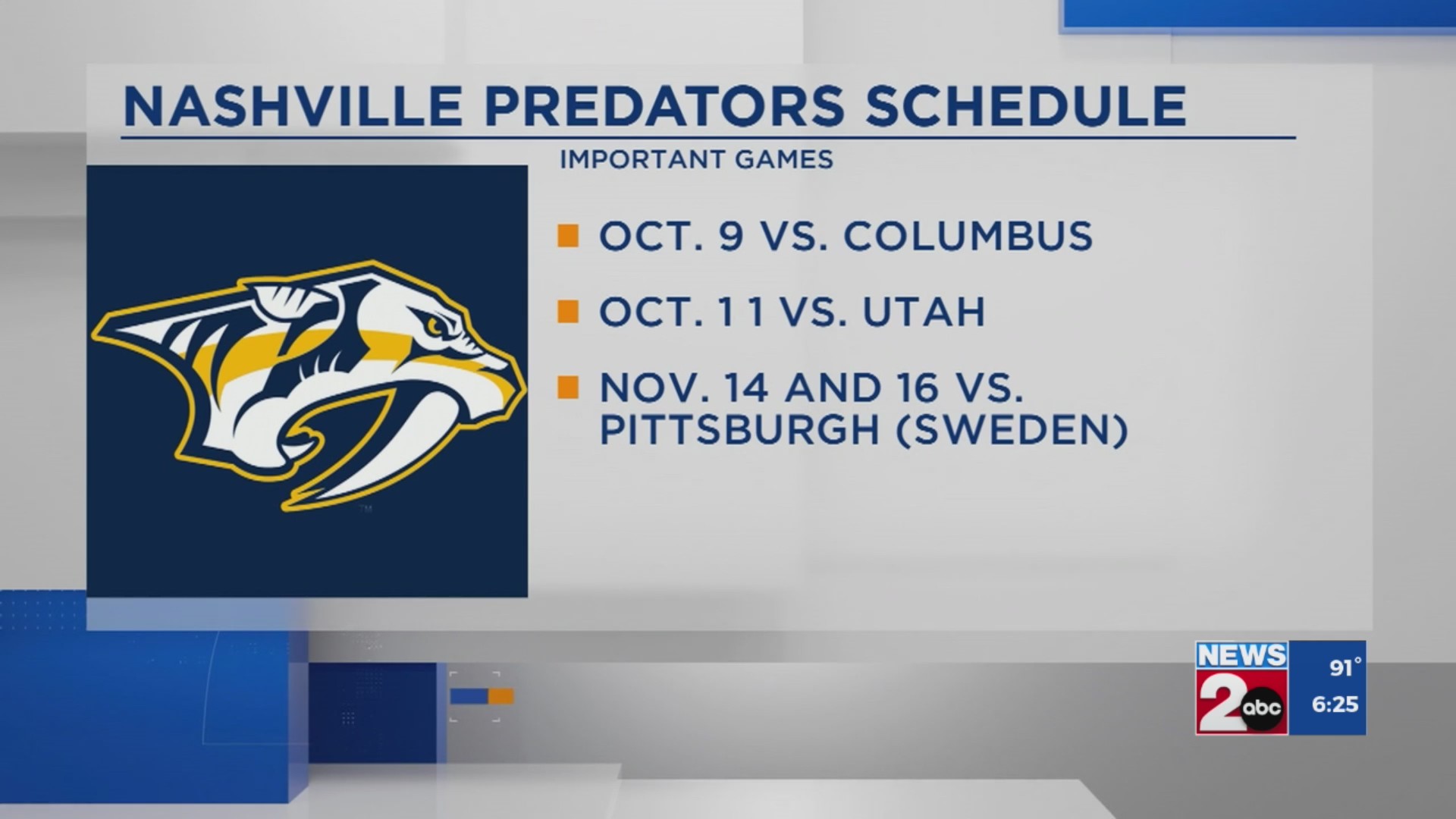 Nashville Predators 2025-2026 schedule released