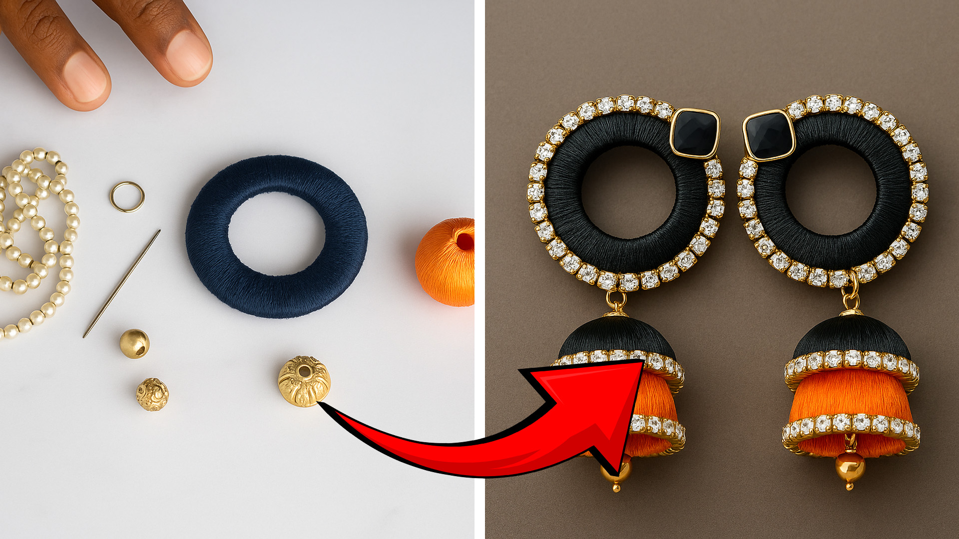 Handmade Silk Thread Chandbali Earrings | DIY Traditional Jewelry for Festivals 💫🧵