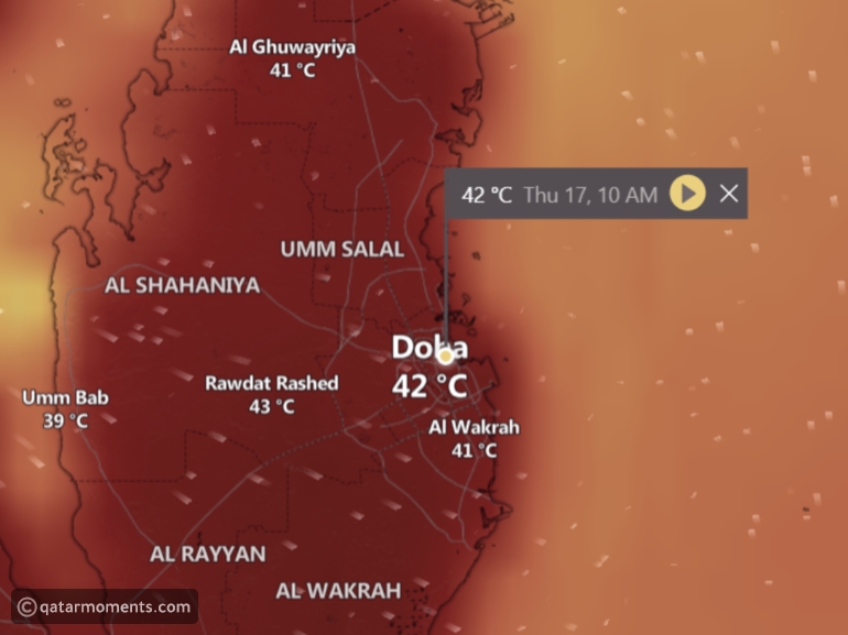 Sunny & Scorching with Highs at 43°C: Doha, Qatar, July 17