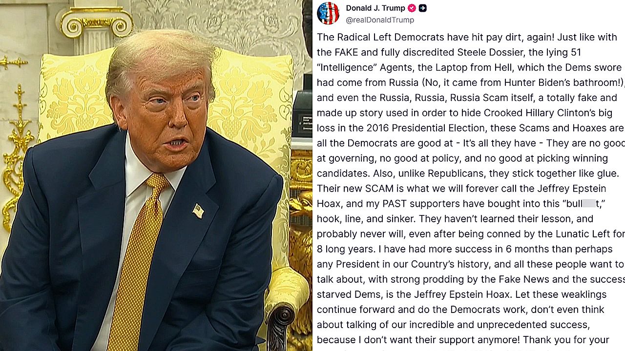 Trump now claiming 'Epstein files' are a Democrat-run hoax, calls ...