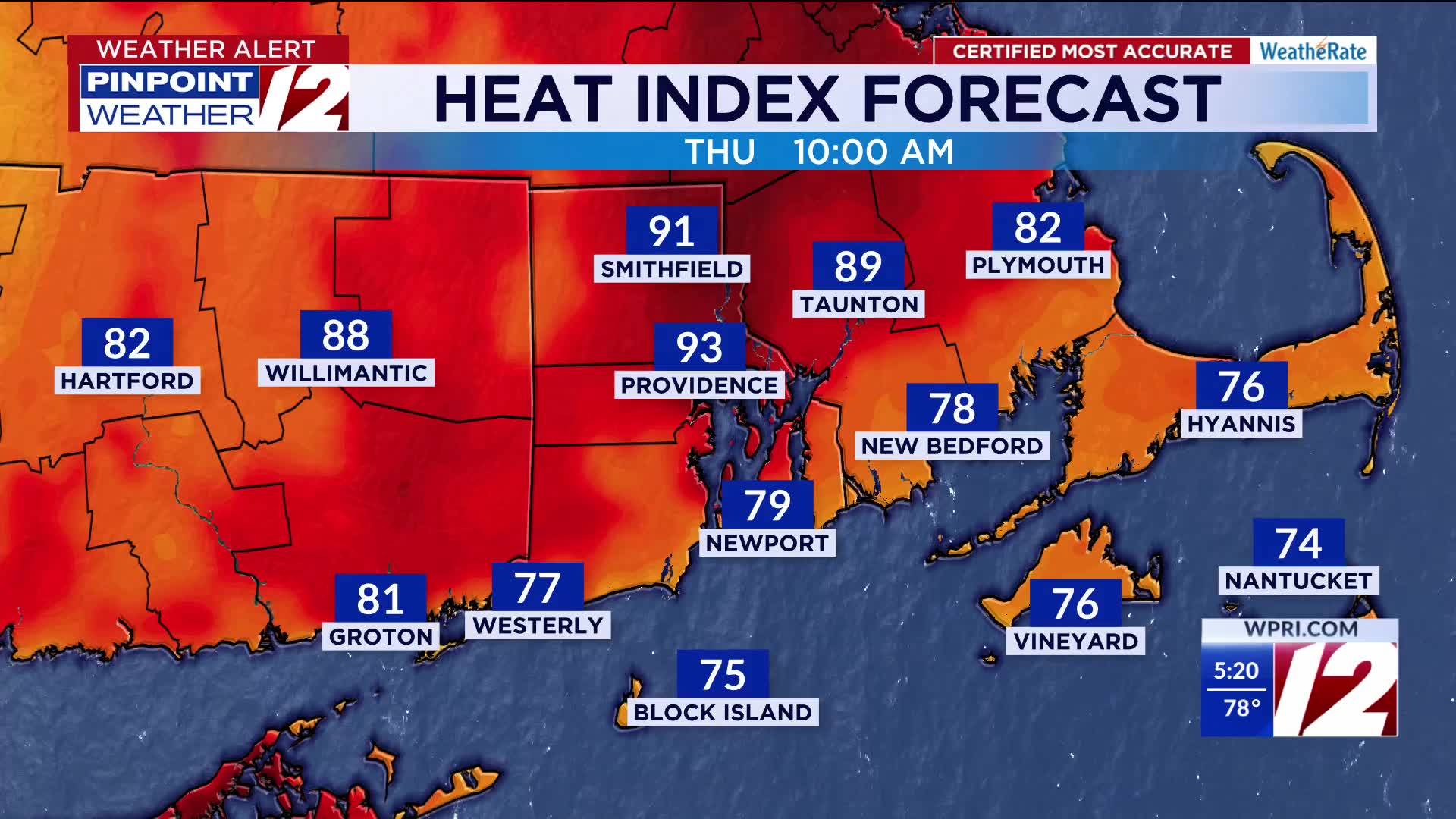 WPRI 12 Weather Forecast for 7/17/25: Very warm and very humid today; t ...