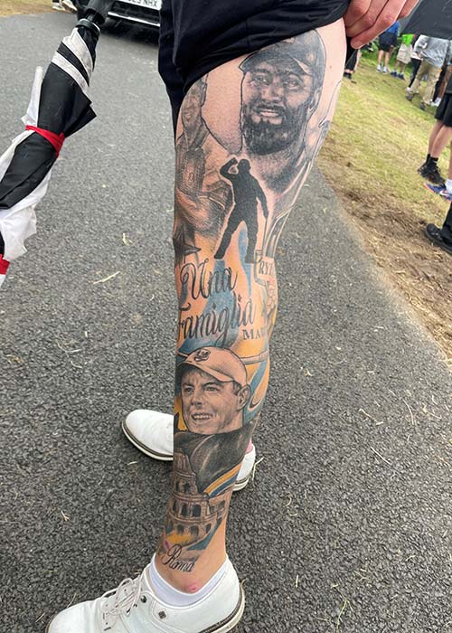 Golf inks…fore-ever: Superfan has heroes tattooed on leg
