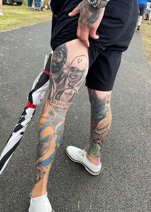 Golf inks…fore-ever: Superfan has heroes tattooed on leg