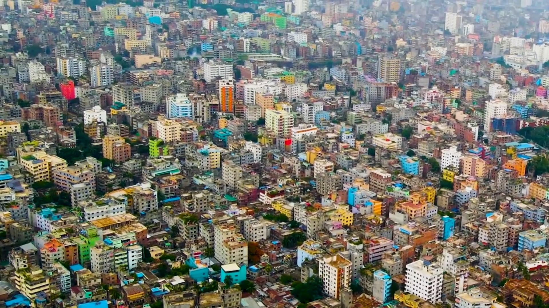 Vista aerea di Dhaka: dalla città al fiume Buriganga