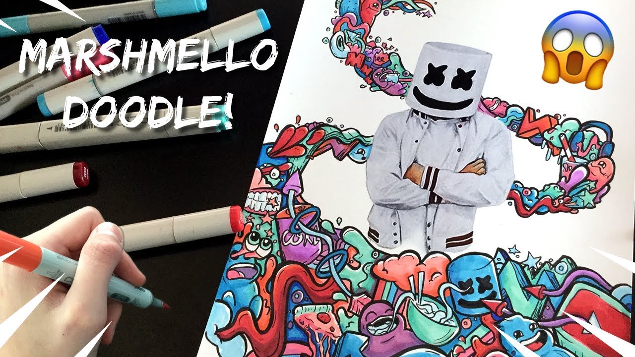 Marshmello Doodle Kunst met Anthony Miller – Realistisch Ontmoet Doodle ...