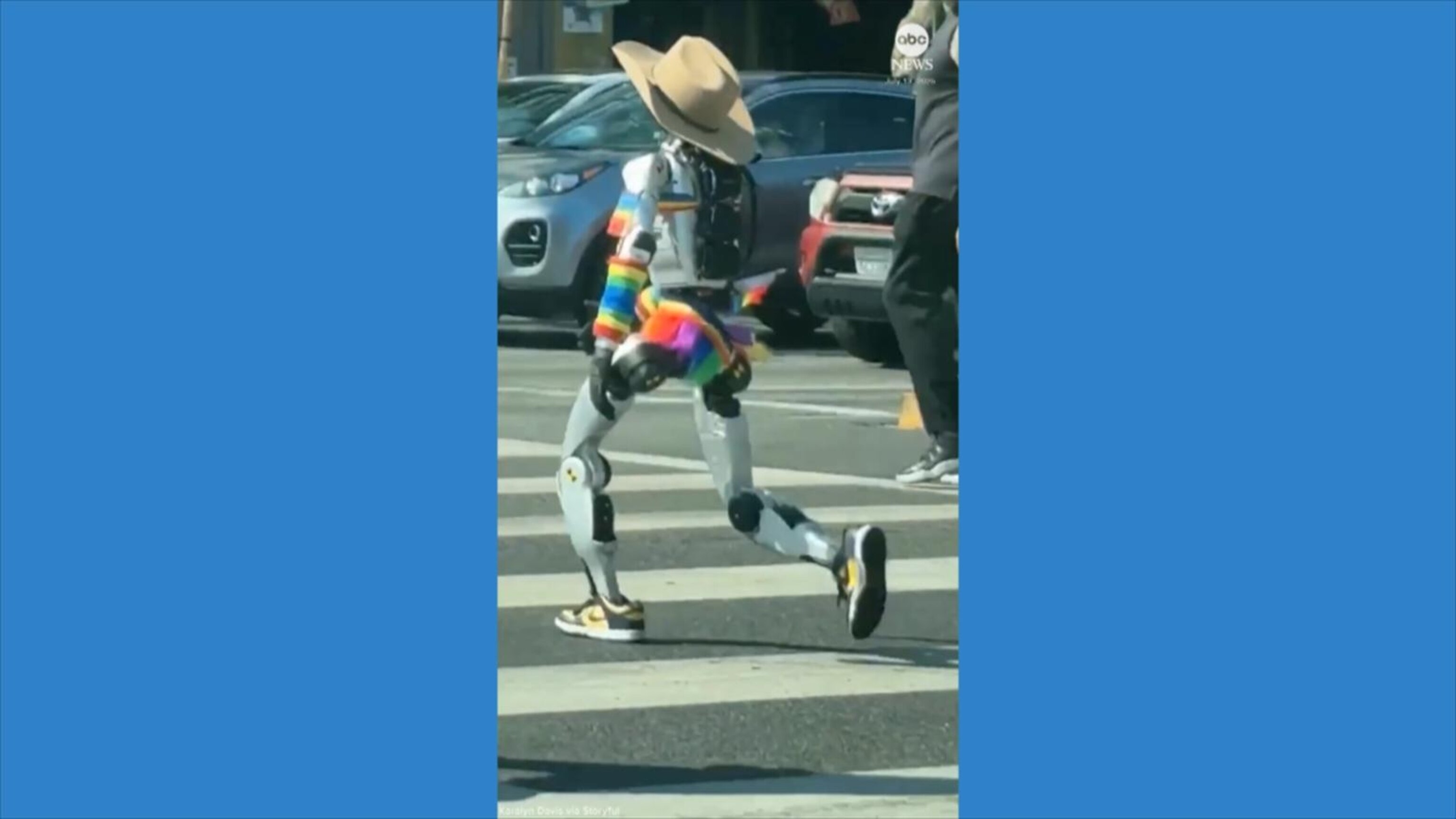 Mysterious Pride flag-wearing robot spotted in Hollywood