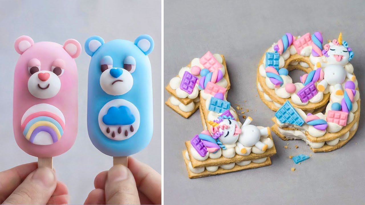 How to Make Cute Bear Popsicles & Unicorn Number Cake 🎂🧸 | Step-by-Step ...