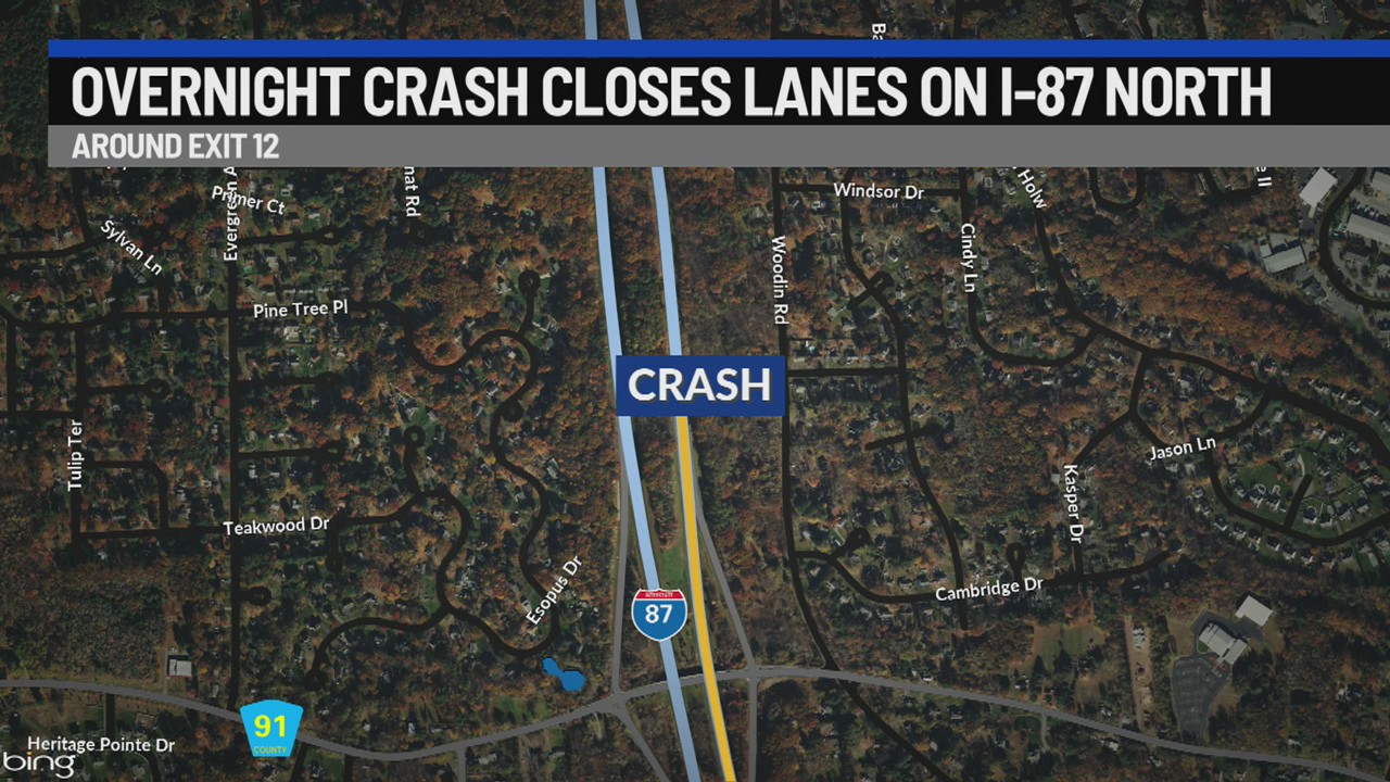 Overnight crash closes two lanes on I-87 North