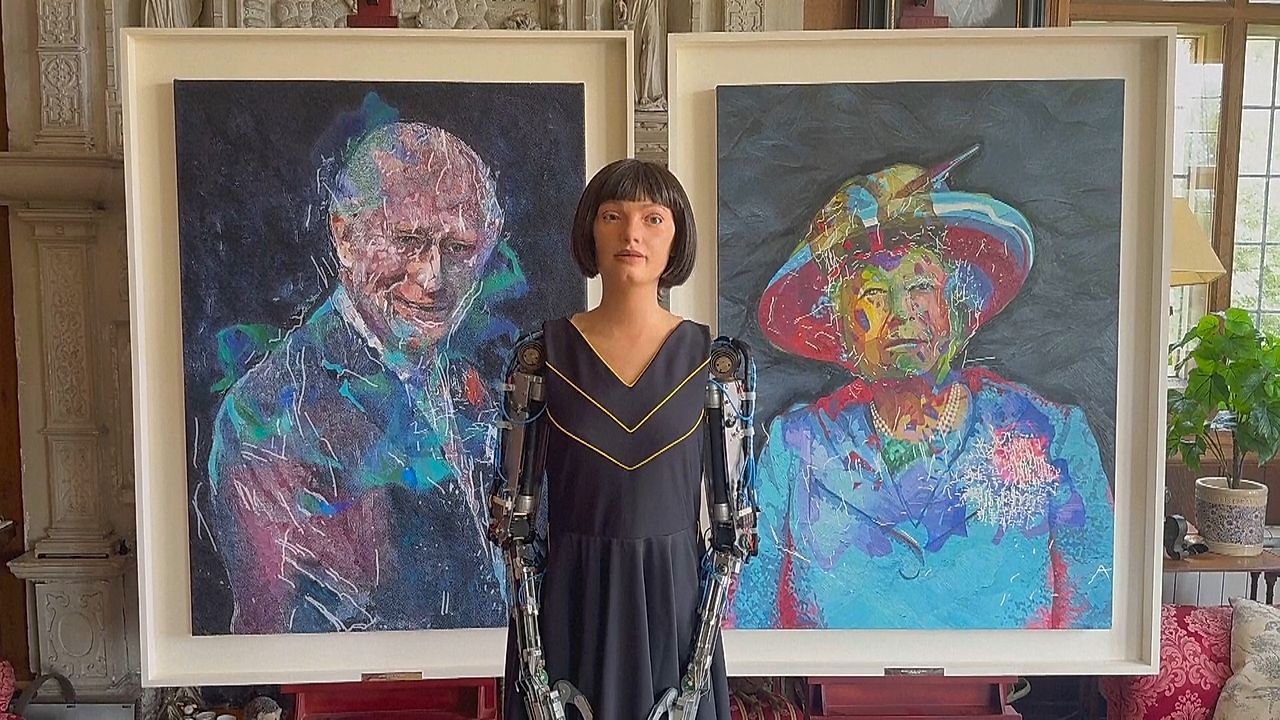 'Algorithm King': AI robot paints portrait of King Charles III