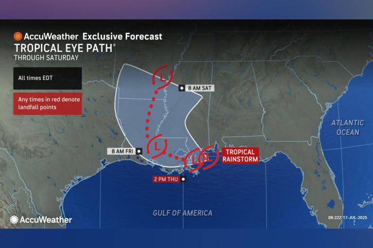 Tropical Storm Dexter update: Map shows where most rain could fall