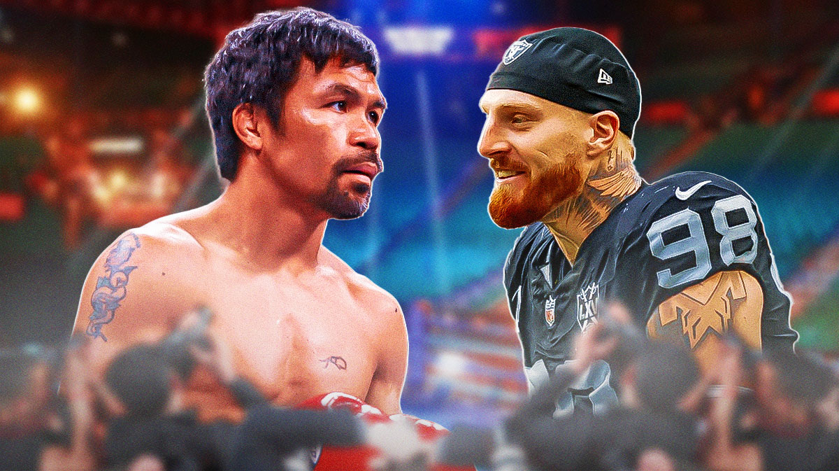 Manny Pacquiao links up with Maxx Crosby in visit to practice facility