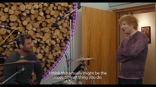 Ed Sheeran challenges Chris Hemsworth to play drums at his stadium tour ...