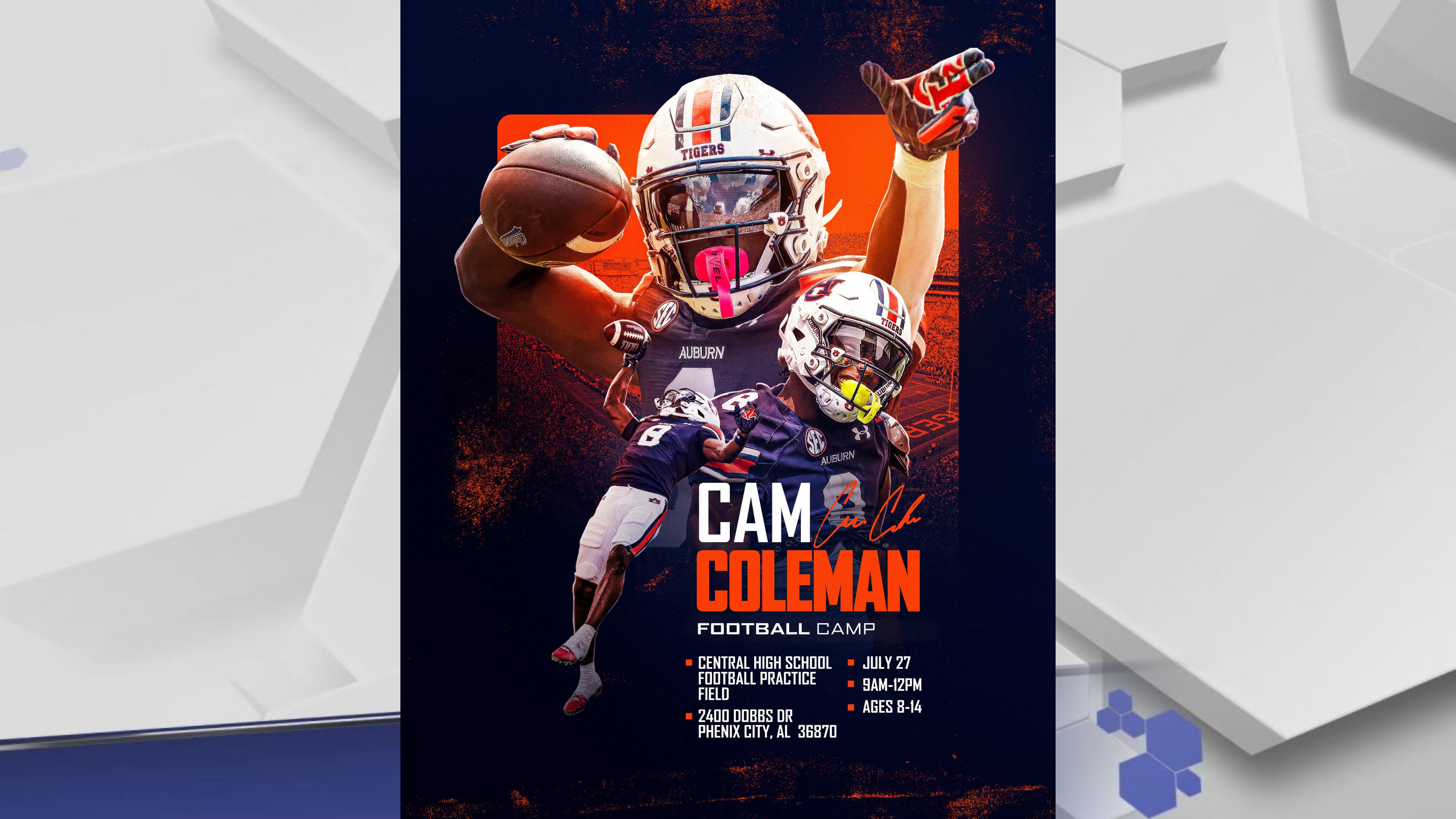 Auburn wide receiver Cam Coleman to host free youth football camp in ...