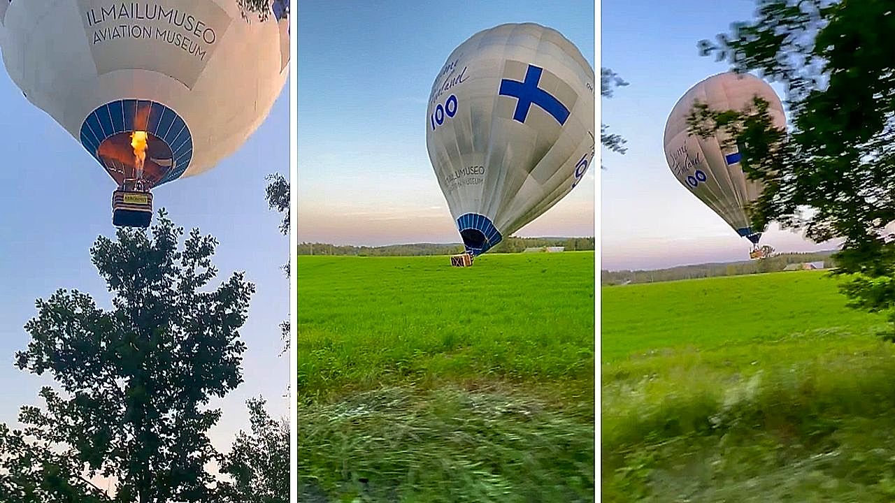 Hot air balloon bounces across field in failed landing in Finland