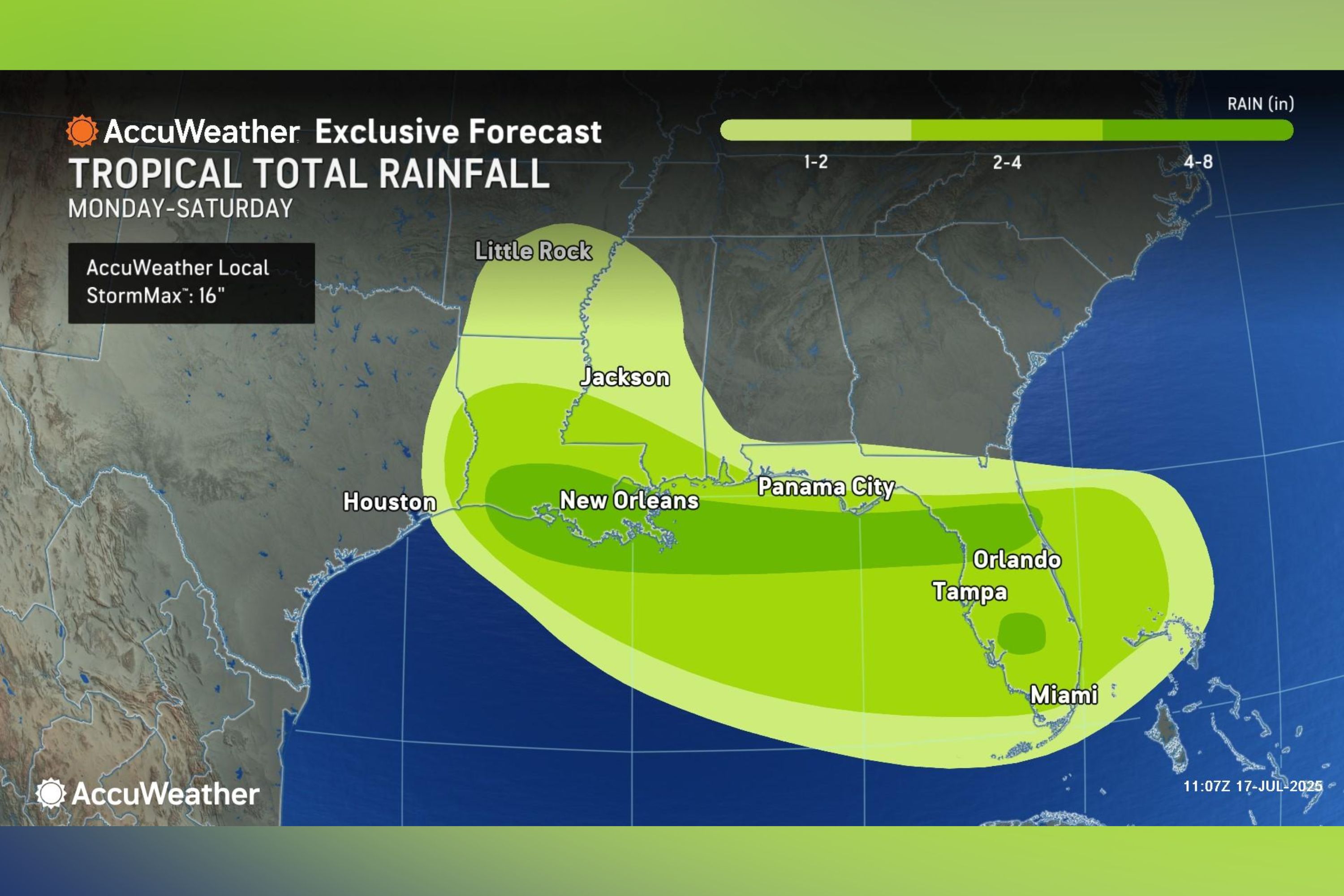 Tropical Storm Dexter update: Map shows where most rain could fall