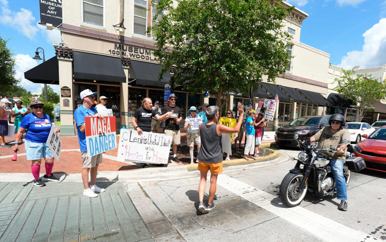 Good Trouble anti-Trump protest draws about 150 demonstrators to ...