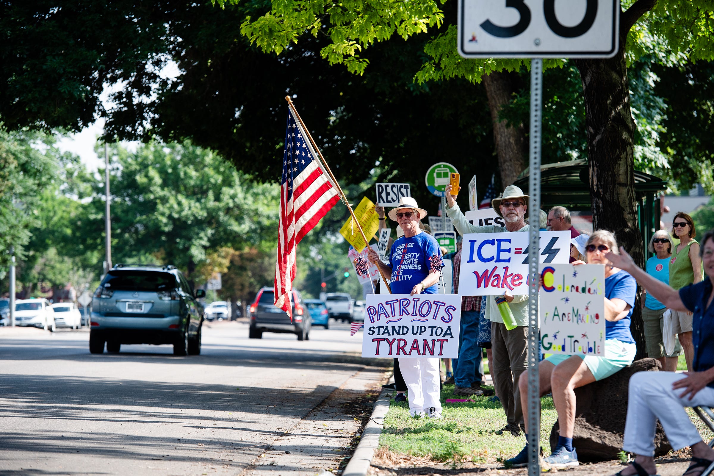 What the 'Good Trouble Lives On!' protest looked like from a passing ...