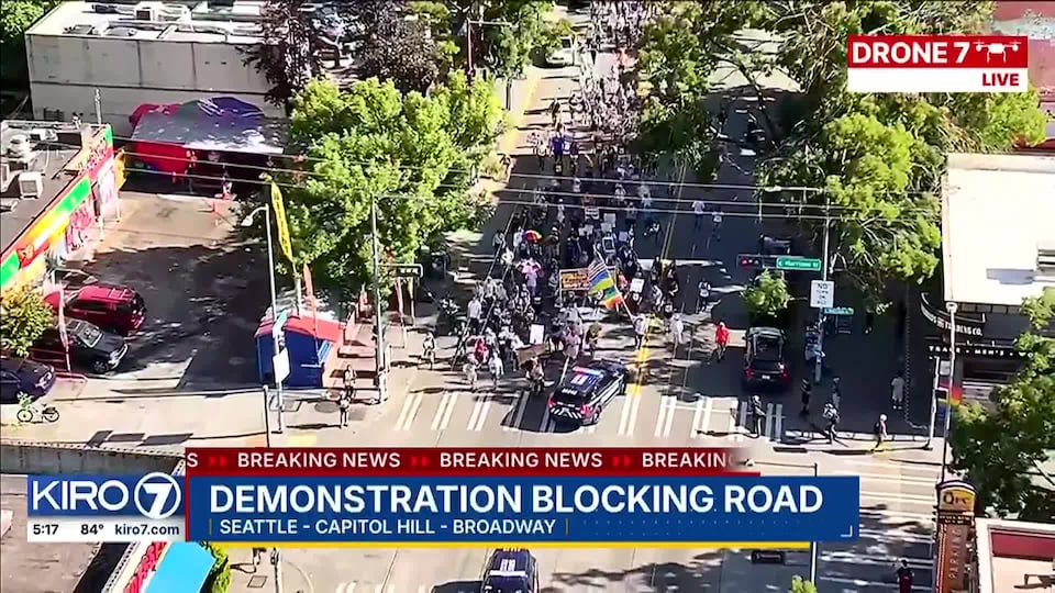 VIDEO: Demonstration blocking roads in Capitol Hill