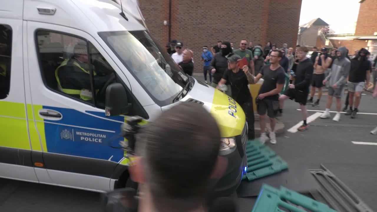 EPPING: Anti-immigration protester run over by police van during ugly ...