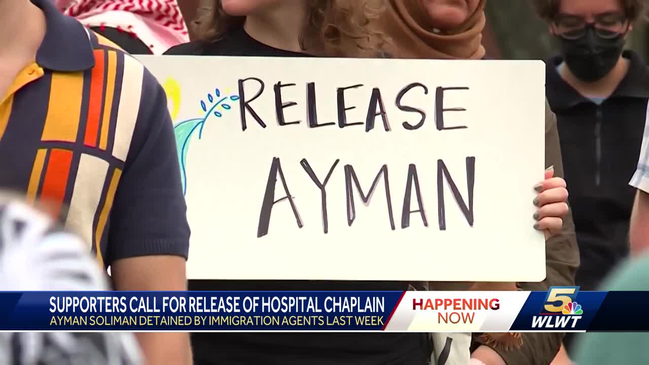 Supporters gather to call for release of hospital chaplain detained by ...