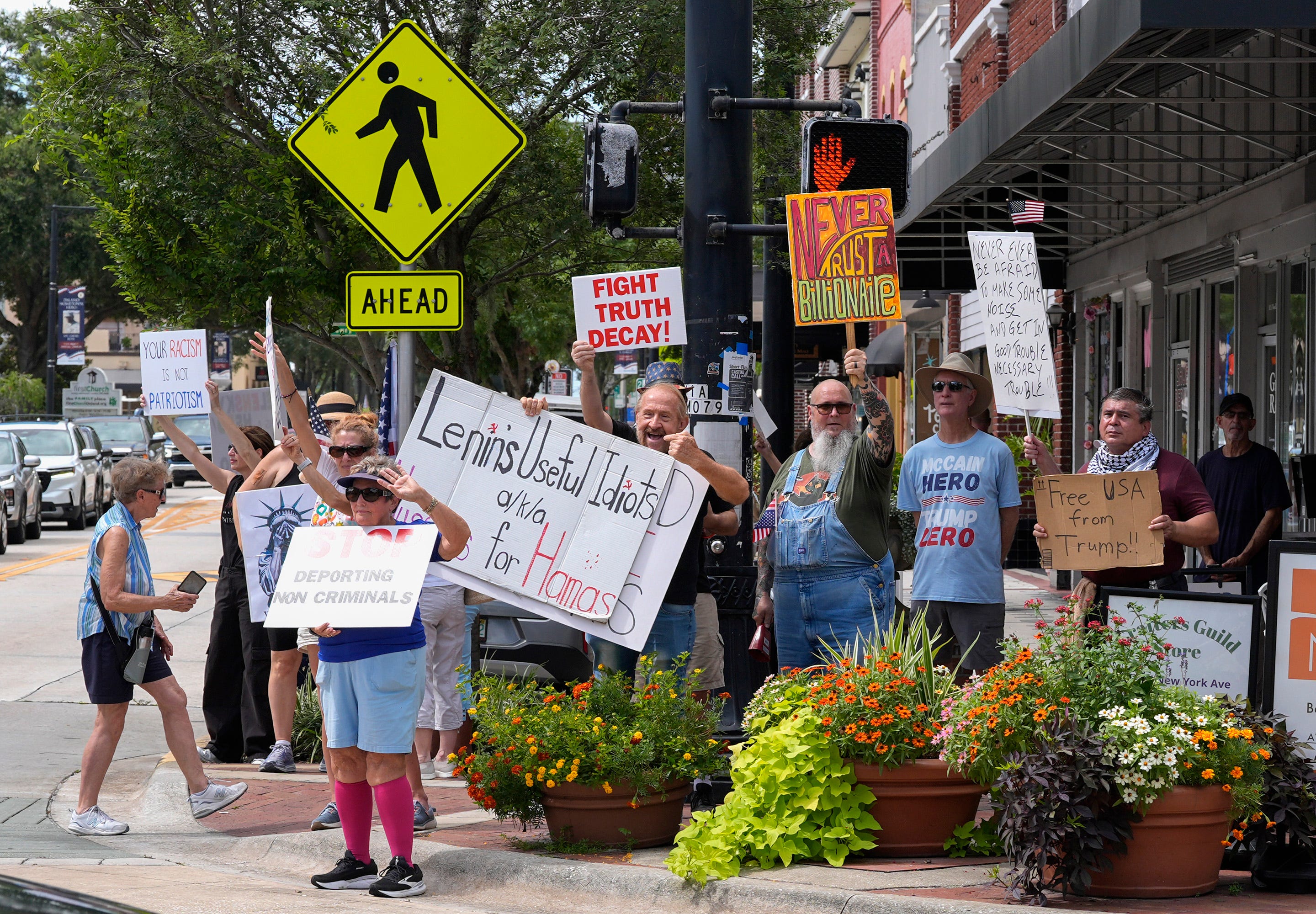 Good Trouble anti-Trump protest draws about 150 demonstrators to ...