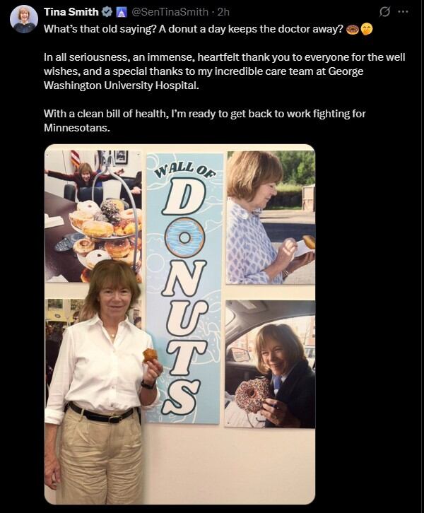 UPDATE: Sen. Tina Smith released from D.C. Hospital