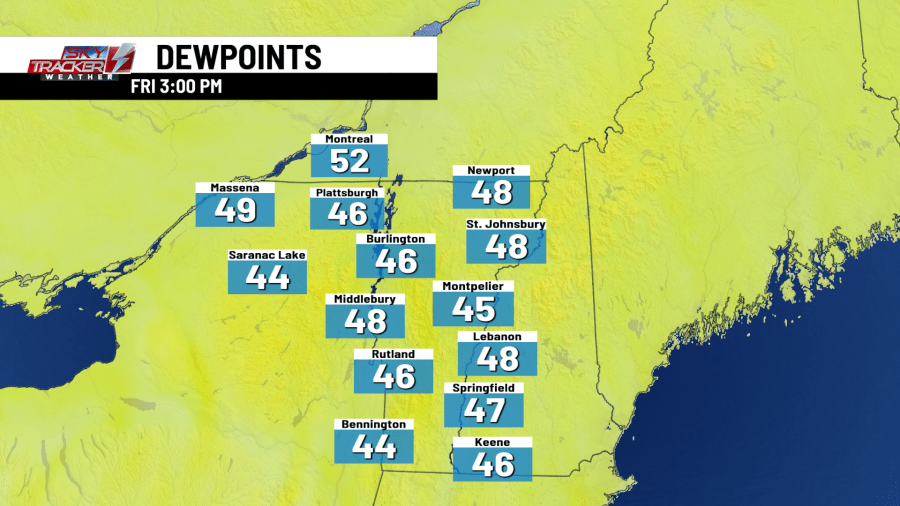 Falling dewpoints overnight