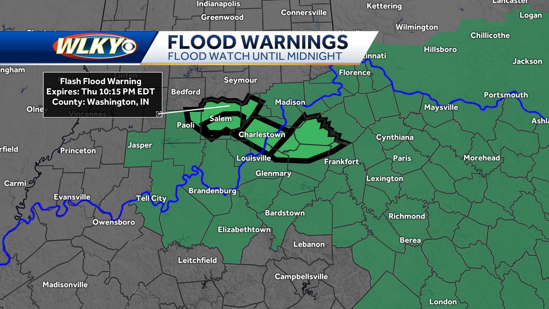 Flash flood warnings continue for Southern Indiana