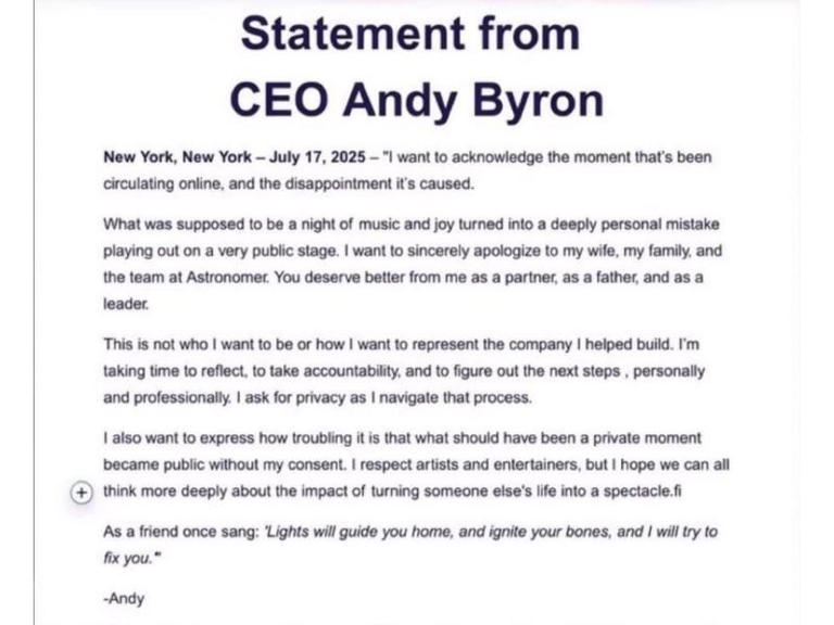 'Fake' Astronomer CEO Statement About Coldplay Concert Goes Viral: Here ...