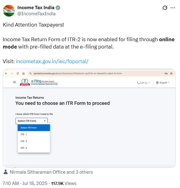 ITR-2 online filing live: Are you eligible and what has changed?