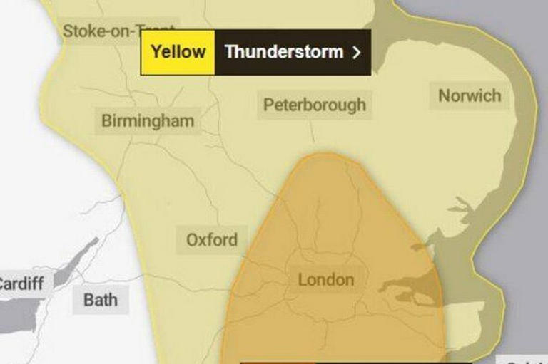 UK weather: Met Office issues rare amber warning for thunderstorms and ...