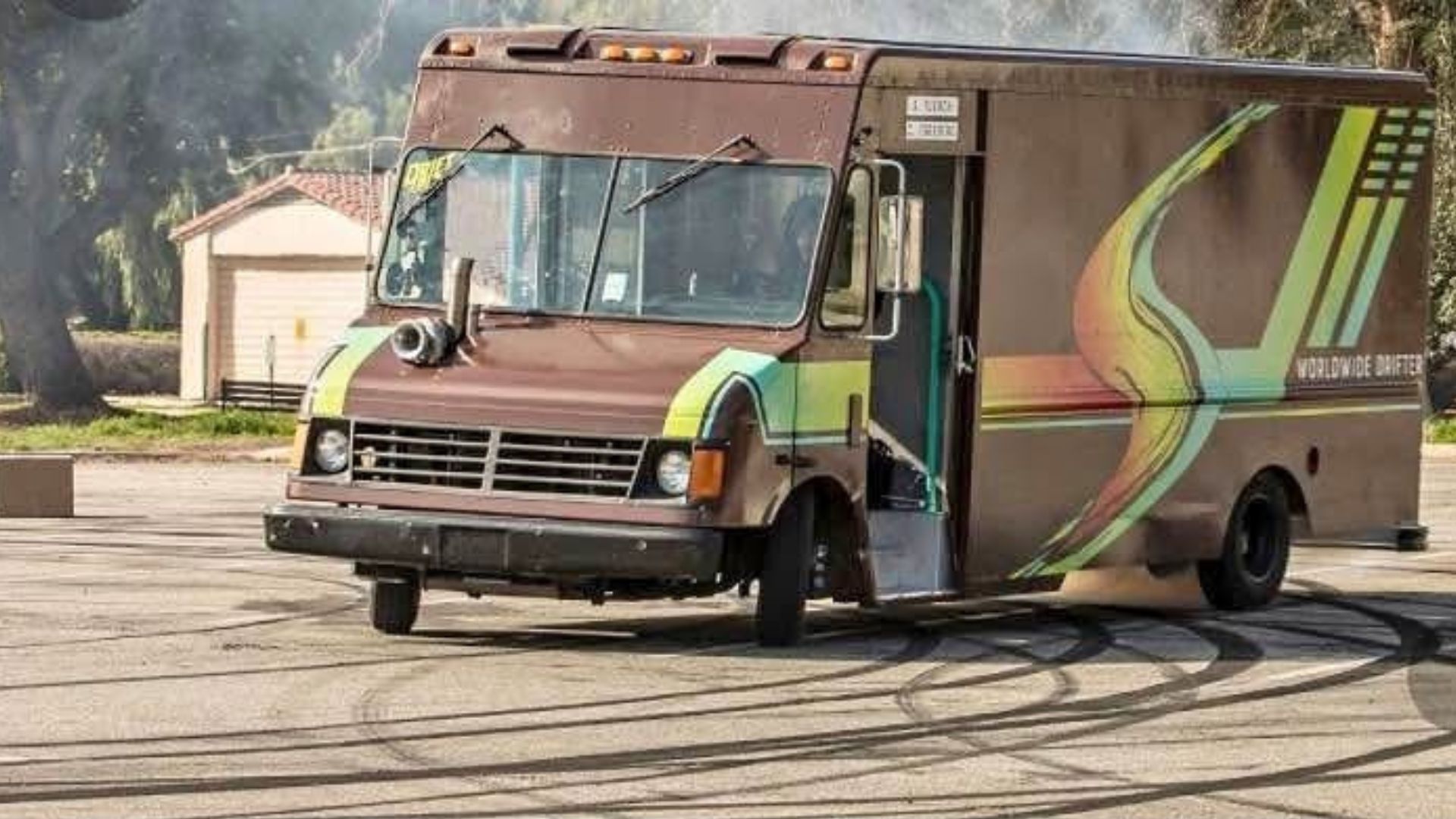 Someone Converted A UPS Truck Into A Drift Van