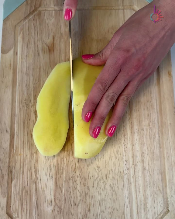Slicing potatoes in square shapes 🥔