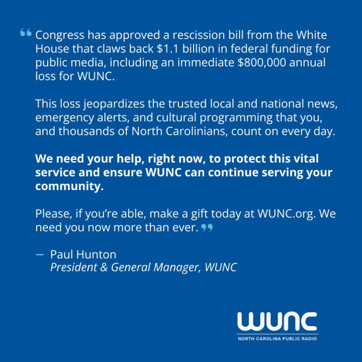 PBS NC, WUNC react after Congress passes bill that will bring drastic ...