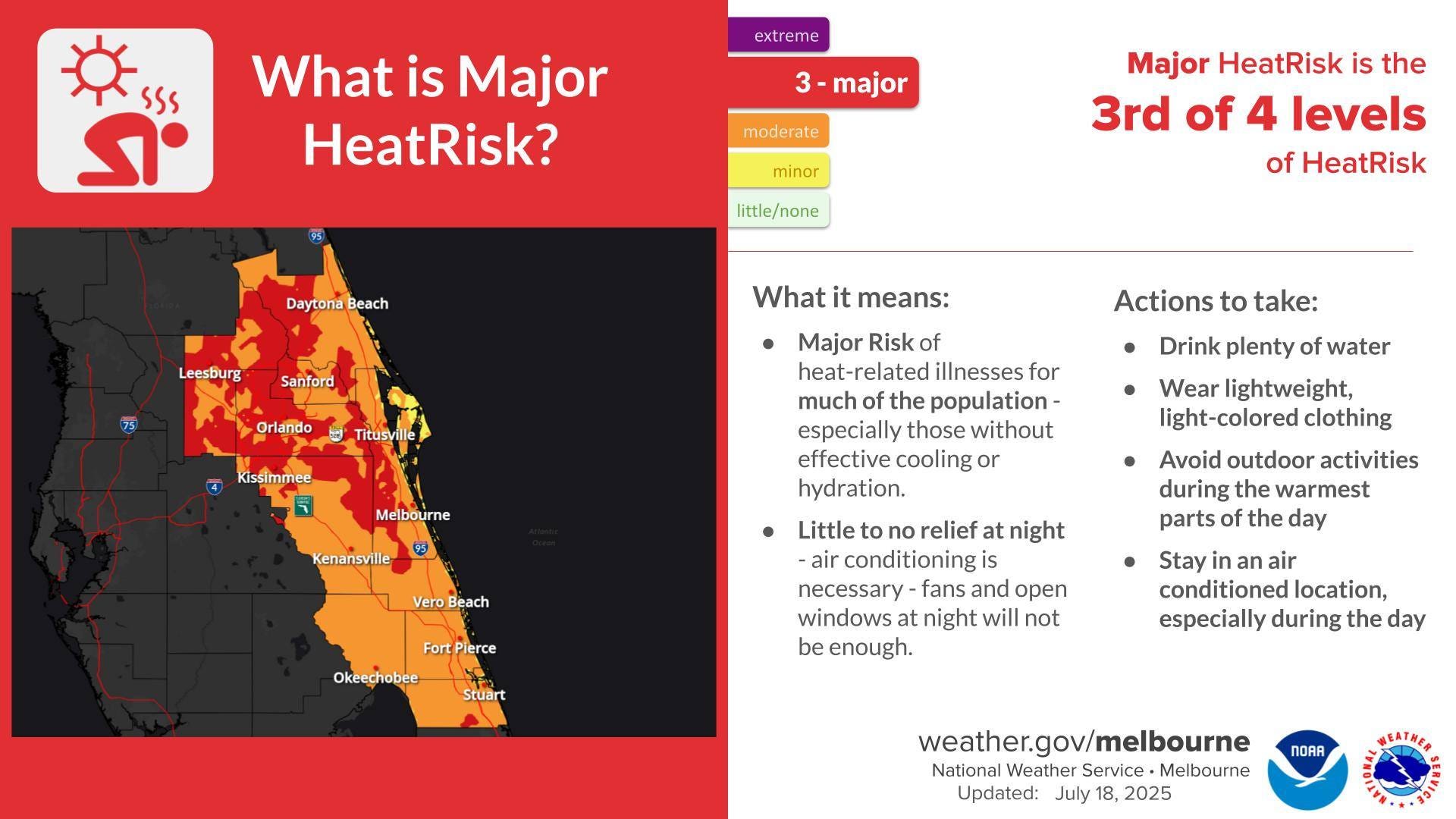 NWS warns of 'major heat risk' and 108-degree heat index value across ...