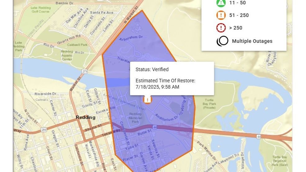 Power outage in downtown Redding affects dozens of customers