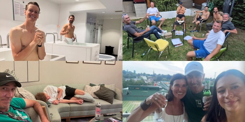 Le foto "private" di Cahill con Sinner a Wimbledon: dalla vasca ...