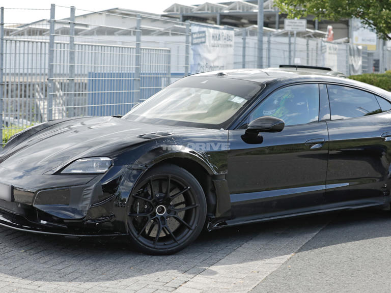 Spied: Porsche Taycan Turbo Weissach Running Aero Wheels and GT3 Fender ...