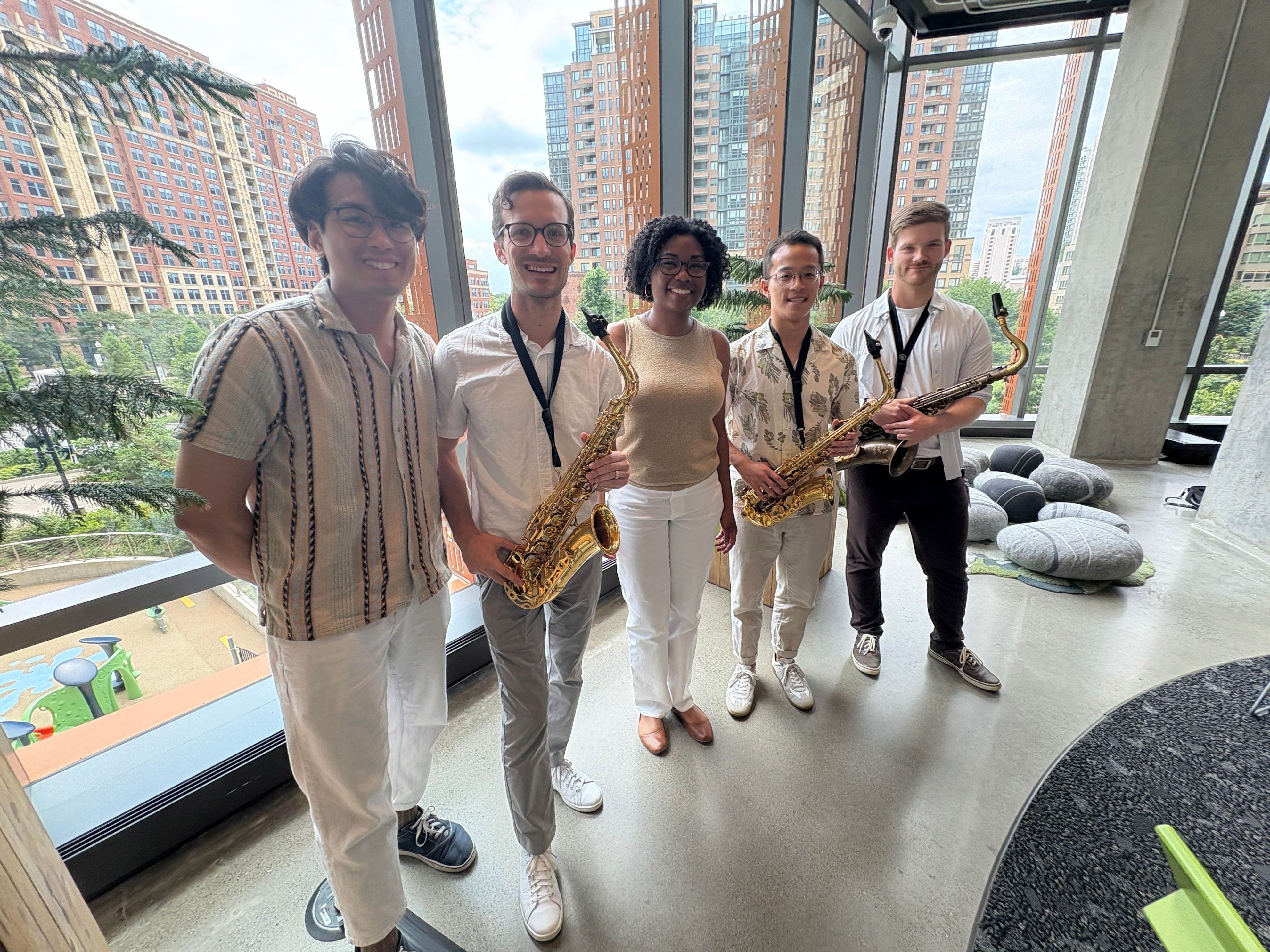 Amazon Employees Perform Jazz At Tech Giant's HQ2 Campus In Arlington