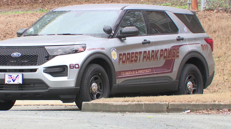 Police vehicle struck by dump truck in Forest Park crash